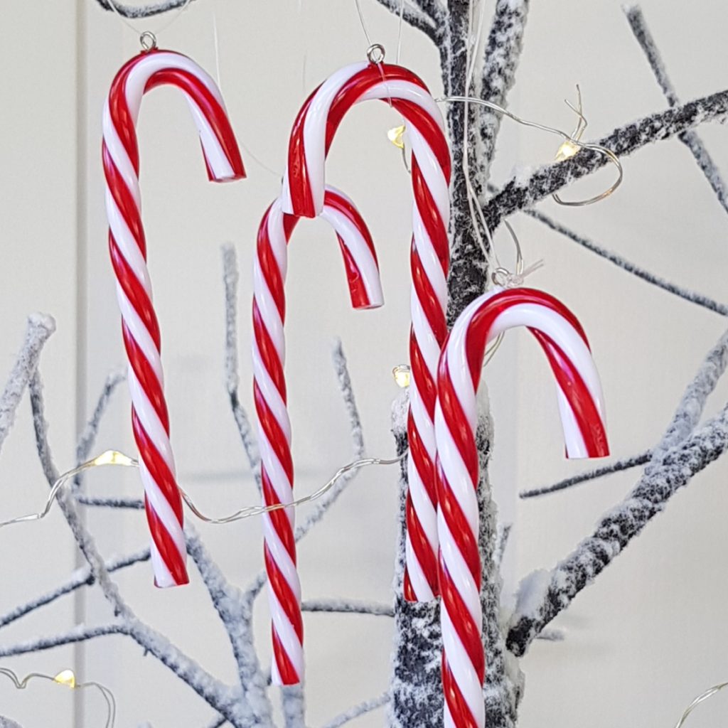 Red and white acrylic candy cane heart Christmas tree decoration by ...