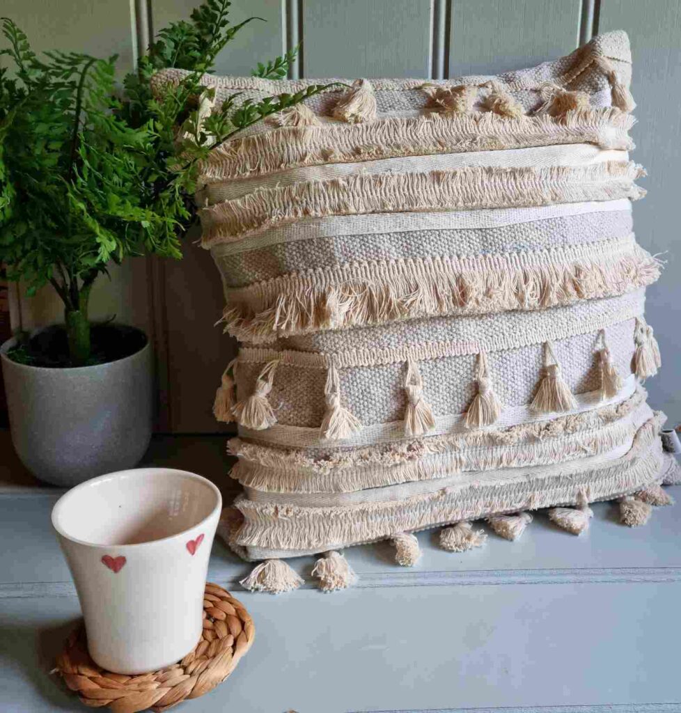Sofia cream tasselled Scandi boho cushion - Scandinavian boutique ...