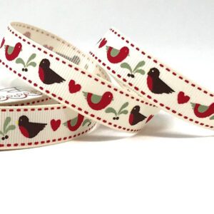 Nordic red snowflake on natural cotton ribbon x 3m roll - Scandinavian ...