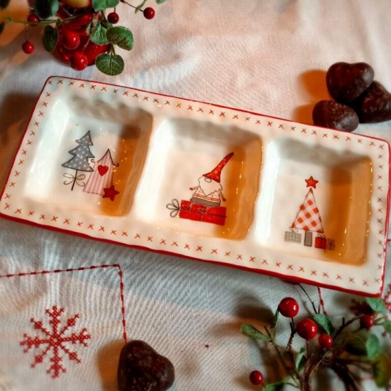 "Nordic Christmas" 32cm triple porcelain rectangular snack dish ...