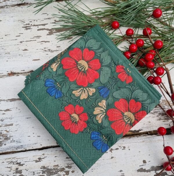 Nordic Folk Art flowers paper napkins; for dining, crafts and decoupage ...