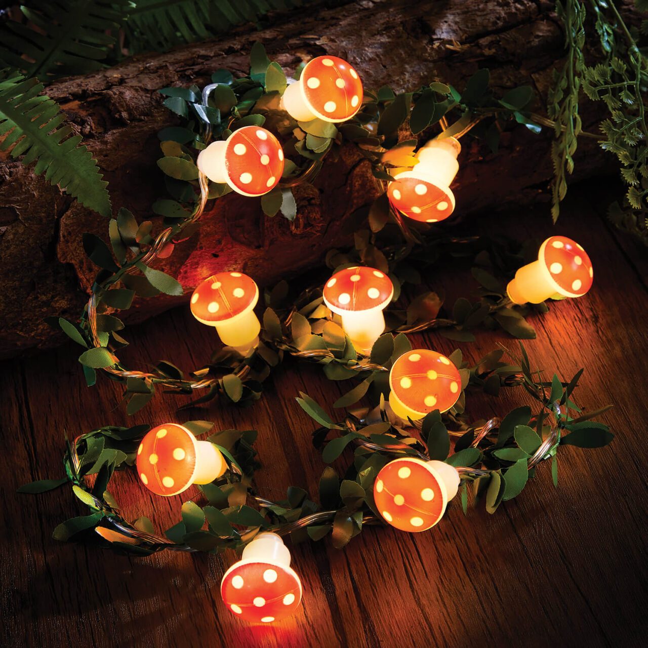 Toadstool and leaves garland battery string fairy lights - Scandinavian ...