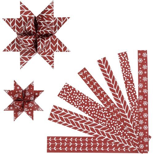 Danish woven paper Christmas star strips (stjernestrimler) in red ...